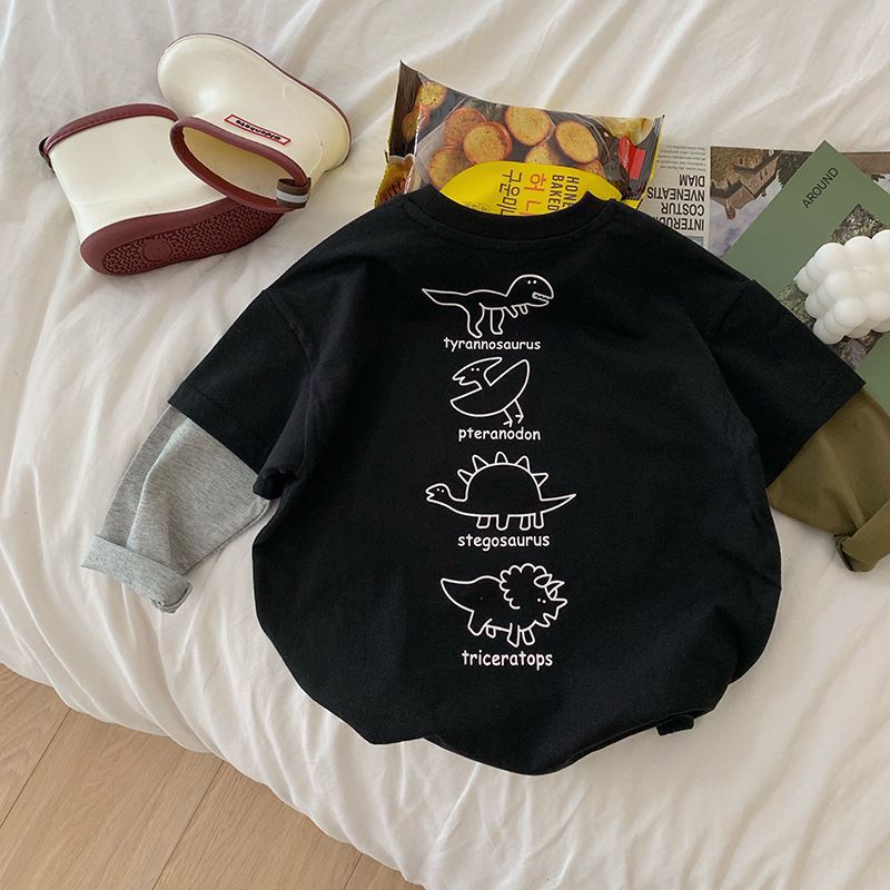 【80-130】レイヤード風恐竜プリントカットソー｜ELMO-こども服エルモ- – こども服ELMO